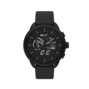 Fossil Men's or Women's Gen 6 Wellness Edition 44mm Silicone Hybrid Smart Watch, Color: Black (Model: FTW7080)