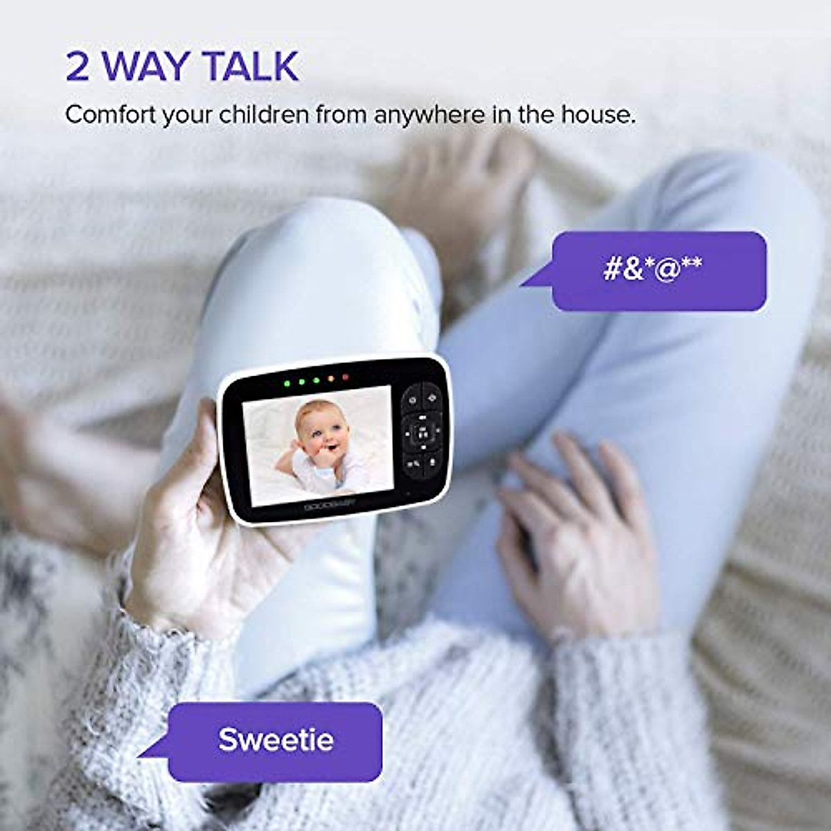 GoodBaby Baby Monitor with Remote Pan-Tilt-Zoom Camera|Keep Babies Safe with 3.5” Large Screen, Night Vision, Talk Back, Room Temperature, Lullabies, 960ft Range1