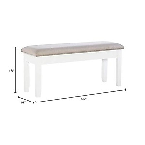 Powell Furniture Linon Jane Wood Dining Bench in Smokey White and Gray