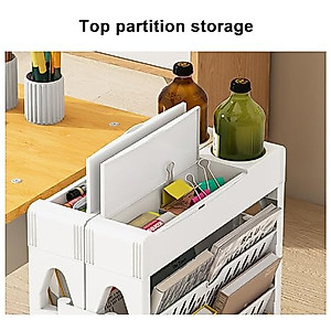 PINNKL Mobile Bookshelf on Wheels, 5 Tier Multi-Functional Movable Storage Book Shelves Rolling Utility Cart with Lockable Casters for Kids, Students, Teachers and Adult