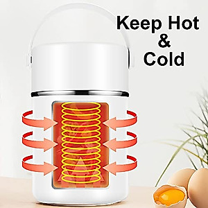 Livefunni Vacuum Insulated Thermos for Hot or Cold Food, 33oz Premium 316 Stainless Steel Food Flask with Foldable Spoon and Handle, Leakproof Thermal Food Jar Soup Container for Adults/Kids (Blue)