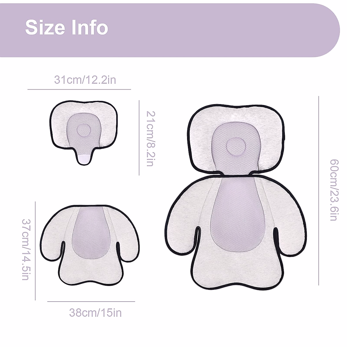 vocheer Toddler Stroller Cushion, Infant Car Seat Cushion Stroller Support Pillow for Newborn 0-12 Months