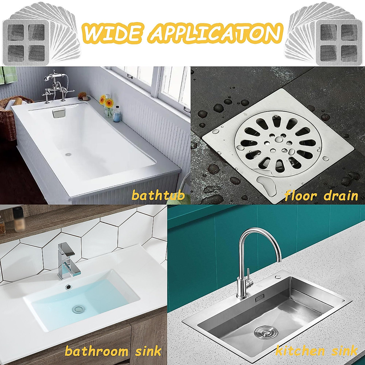 Disposable Hair Drain Stickers,30Pcs Floor Drain Sticker,Sewer Filter Screen,Filter Patches,Shower Drain Hair Catcher,Shower Drain Mesh Stickers for Bathroom/Laundry/Bathtub/Kitchen