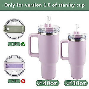 2Sets Silicone Spill Proof Stopper for Stanley 40/30 oz Quencher 1.0 Tumbler with Handle for Stanley Cup Accessories Including 2 Straw Cover Cap, 2 Round Leak Stopper 2 Square Spill Stoppers
