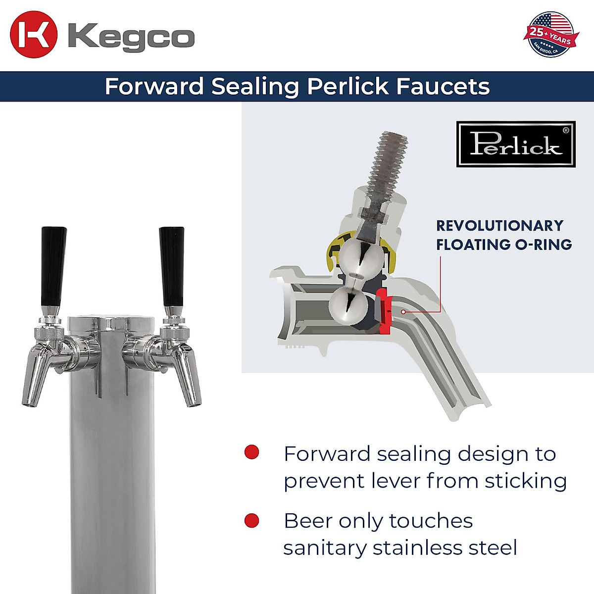 Kegco Kegerator 24" Wide Dual Tap Stainless Steel Commercial Beer Dispenser HK38SSC-L-2