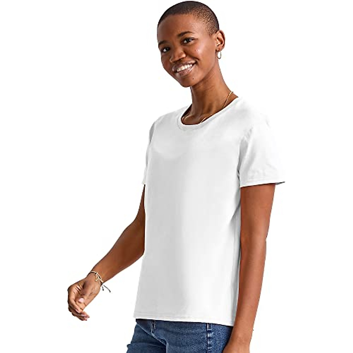 Hanes Essentials Oversized T-Shirt Pack, Cotton Tee for Women, Relaxed Fit, 3-Pack, White