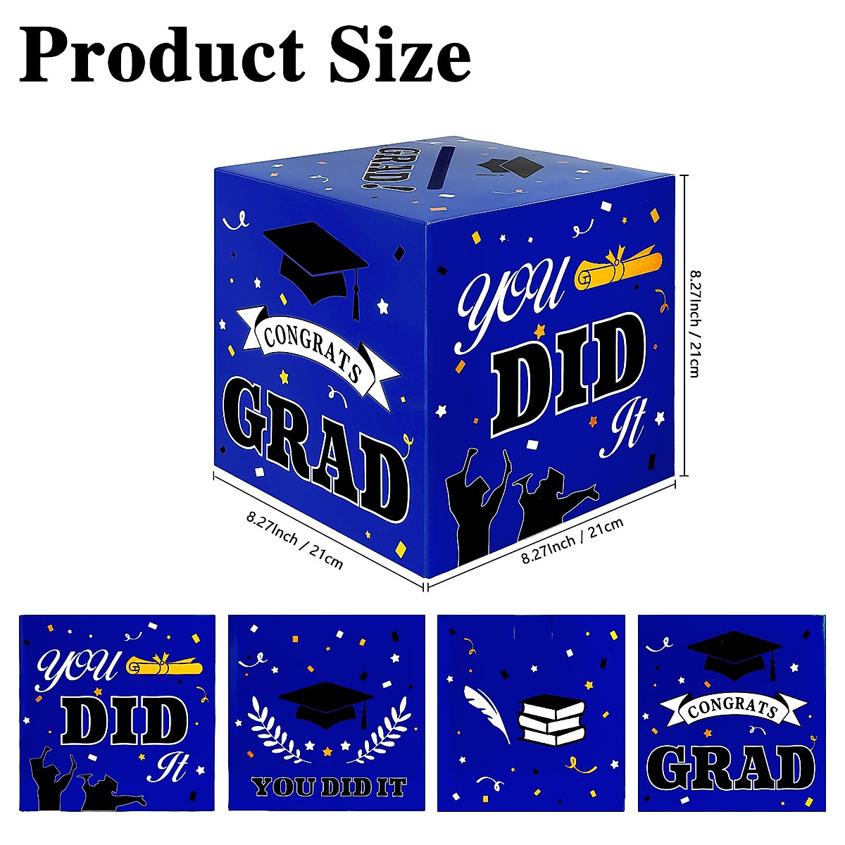 Graduation Card Box, 2024 Graduation Party Decorations, Graduation Box, Graduation Card Holder Foldable Congrats Grad Card Gift Box Class of 2024 for Graduation Party Supplies Party Favors Blue