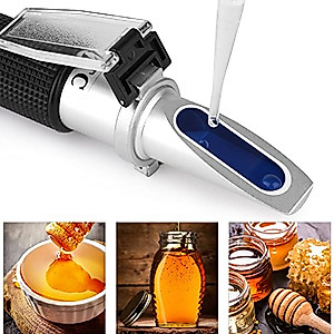 XinJiaYi Brix Meter Honey Refractometer, Triple Scale Honey Tester Tool (Water Content: 12-27%, Brix: 58-92%, Be': 38-43), Handheld Brix Refractometer for Honey, Maple Syrup, & Bee Keeping
