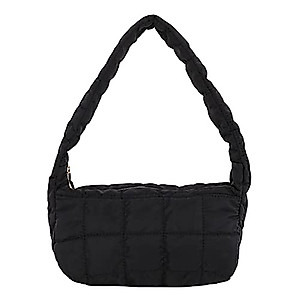 Mini Quilted Tote Bag for Women Puffer Bag Padded Tote Handbag Lightweight Puffy Purse Quilted Padding Hobo Bag with Zip Closure
