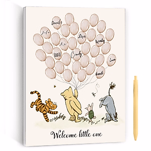 Winnie Baby Shower Decorations-Baby Shower Games-Baby Shwoer Party Decor- Baby Shower Table Sign Centerpieces-Baby Shower Games Pooh Birthday Supplies Party Decorations-Guest Book