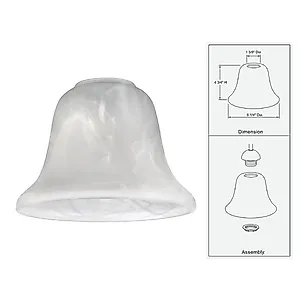 Alabaster Glass Bell Shade - 1-5/8-Inch Fitter Opening
