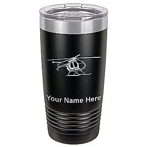 LaserGram 20oz Vacuum Insulated Tumbler Mug, Helicopter 1, Personalized Engraving Included (Black)