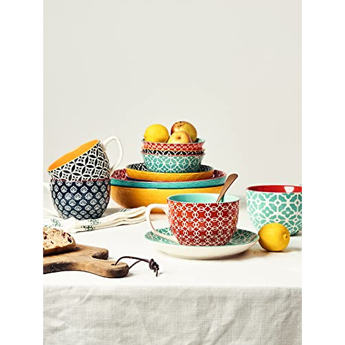 DOWAN Coffee Mugs Set of 4, 24 oz Large Coffee Mugs, Jumbo Soup Mugs With Handles, Ceramic Coffee Cups for Coffee Cereal Latte for Men Women, Housewarming Wedding Gift, Vibrant Colors