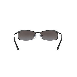 Ray-Ban Men's RB3183 Rectangular Sunglasses, Gunmetal/Polarized Grey Mirrored Gradient Silver, 63 mm