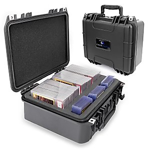 CASEMATIX Graded Card Storage Box Compatible with 40+ BGS PSA Sports Trading Cards with Top loader Card Storage Case Front Compartment, Waterproof Graded Card Case For Slabs and Toploaders