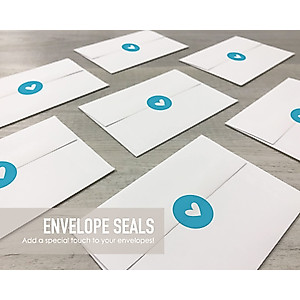 Blue Love Heart Stickers for Envelopes - 126 Seals Pack - Round Color Heart Designs - Seals for Envelopes, Wedding, Valentine, Business