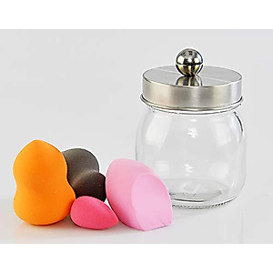 Home-X Mason Jar for Bathroom Organization, Apothecary Jars with Lids (Silver) 8 oz capacity