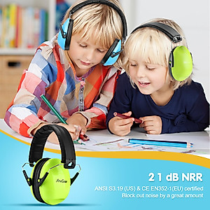 ProCase Kids Ear Protection, 21NRR Noise Cancelling Headphones for Kids Hearing Protection Safety Earmuffs for Autism, Sport Games, Concerts, Fireworks -Green