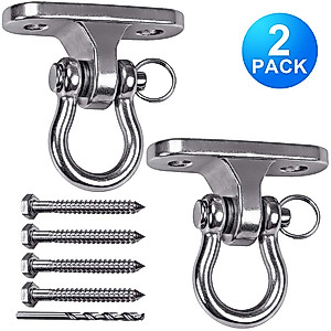 GW Gwongvvei IOH 2 Pcs Heavy Duty Swing Hangers with 4 Screws Stainless Steel 304 Antirust, 2000lb Capacity 180° Swing, Playground Porch Yoga Seat Trapeze Wooden Sets Indoor Outdoor