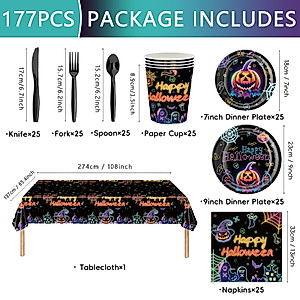 170PCS Halloween Party Plates and Napkins Set, Happy Halloween Holiday Pumpkin Ghost Dinnerware Party Decorations, Disposable Tableware for Kids Birthday Baby Shower Decor, Serve 24 Guests