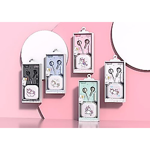 QearFun Unicorn Earbuds for Kids, Kawakii Wired Earbud & in-Ear Headphones Gift for School Girls and Boys with Microphone and Lovely Earphones Storage Case（Pink）