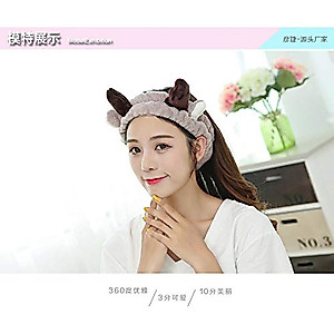 Elk Women's Spa Facial Makeup Headband - Bear Face Mask for Birthdays, Valentines, Christmas - Fleece Headwear for Women & Girls - Coffee