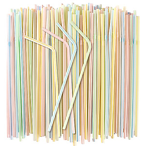 MAQIHAN 150PCS Disposable Plastic Drinking Straws - Flexible Drinking Straws Long Plastic Straws Drinking Straws Bendable Colorful PP Plastic Straws for Home Use Milk Juice Drinks