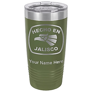 LaserGram 20oz Vacuum Insulated Tumbler Mug, Hecho en Jalisco, Personalized Engraving Included (Camo Green)