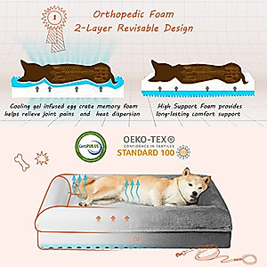 EHEYCIGA Memory Foam Orthopedic Dog Beds for Medium Dogs with 100% Foam Bolsters, Dark Grey, 30x24