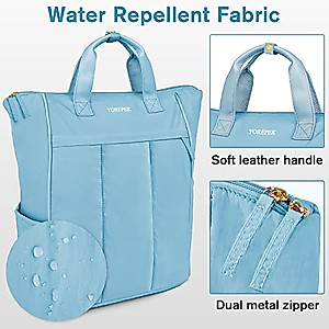 YOREPEK Puffy Tote Bag Backpack for Women, 15.6 Inch Convertible Backpack Tote Waterproof, Lightweight Computer Laptop Backpack Casual Daypack for Ladies Teacher College, Blue
