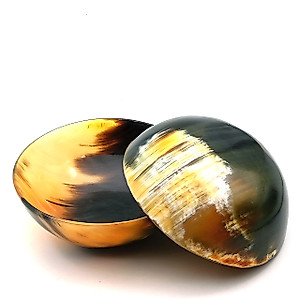 AYZCORP Shaving & Serving Bowl Natural Yak Horn Shaving Soap Bowl Shaving Cup for Men Real Horn Shave Bowl Lathering Up Shaving Soap Cup Bowls.Gift for Husband Boyfriend 5”RoundX2”deep