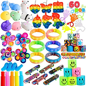 JOYIN 60 Pcs Party Favors for Kids, Popular Fidget Toys Pack, Goodie Bags Fillers for Kids Birthday Party, Prizes in Bulk for School, Pinata Stuffers, Classroom Prizes, Treasure Box Toys