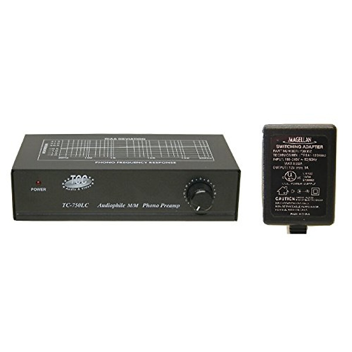 Technolink TC-750LC Audiophile RIAA Phono Preamp with Output Level Control, 85dB S/N; Black or Silver, Your Choice (Black w/ 1000mA Adaptor Upgrade)