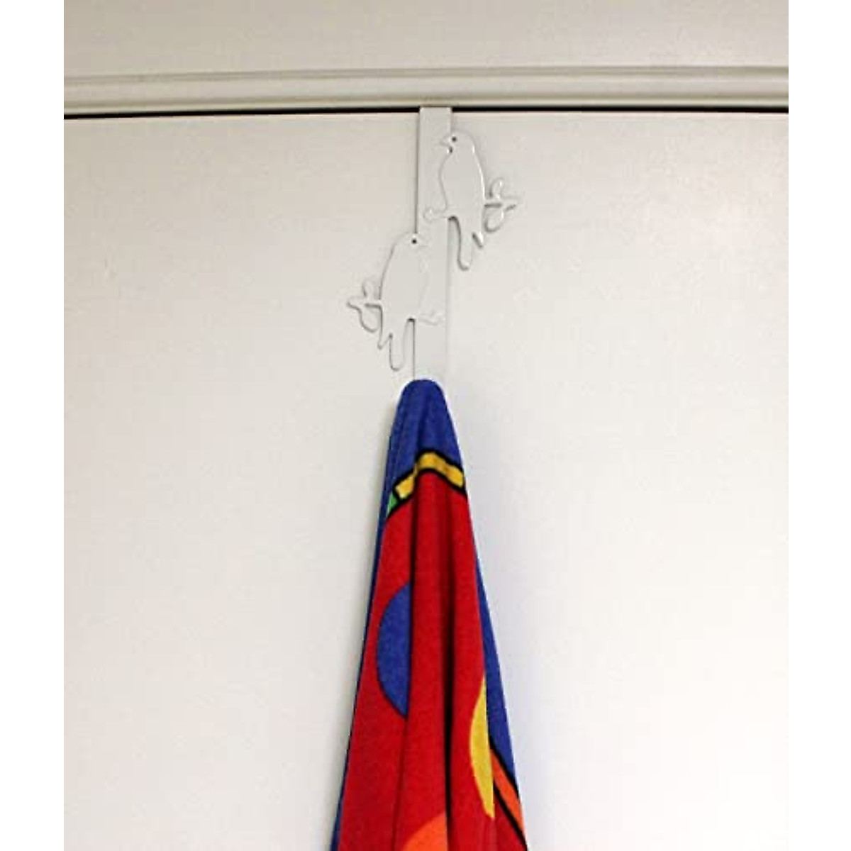 Bird Over The Door Hook - Coat Multi Purpose Organizer Hanger for Doors Door Mount Towel Hanger Towel Hooks for Bathroom Kitchen Beach Towels Bathrobe Swimsuit Door Mount Pool Towel Rack White