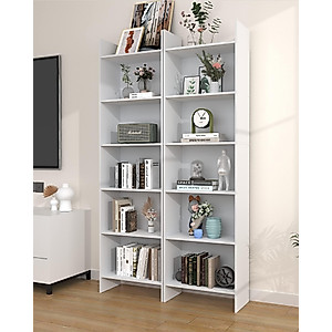Hzuaneri 6-Tier Bookshelf, 66.9 Inches Floor Standing Bookcase, Display Storage Shelf, Corner Shelf, Home Decor Furniture for Home Office, Living Room, Bedroom, White 01103XBC