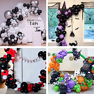 RUBFAC Black Balloons Different Sizes 105pcs 5/10/12/18 Inches for Garland Arch, Premium Party Latex Balloons for Happy New Year Decorations 2024 Birthday Wedding Holiday Balloon Party Decoration