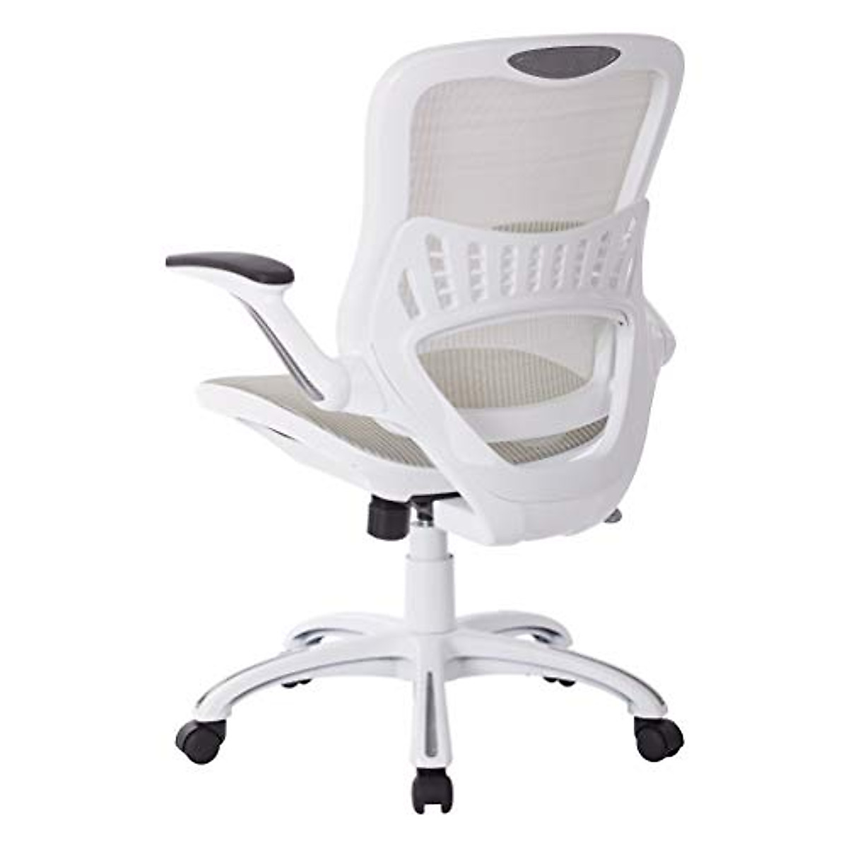Office Star Ventilated Manager's Office Desk Chair with Breathable Mesh Seat and Back, White Base, White