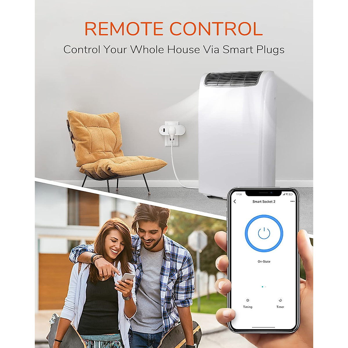 JJC Smart Plug 18D, WiFi Outlet Compatible with Alexa and Google Home Assistant, Mini Smart Home Plugs with Timer Fuction & Group Controller, 10 Amp,2.4G WiFi Only,1-Pack, White