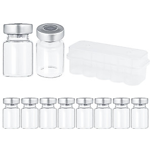 5ml Glass Vials for Injection, with Self Healing Injection Port, Transparent Sealed, Empty Vials for Injection (10, 5ml)