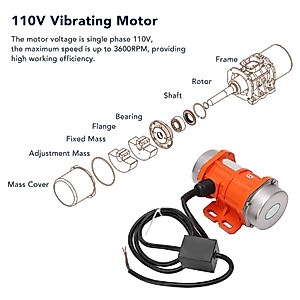 110V Vibrating Motor 110V 3600Rpm Single Asynchronous Motor Concrete Vibrator Micro Vibration Motor Vibrator Aluminum Power Concrete Vibrators (100W)