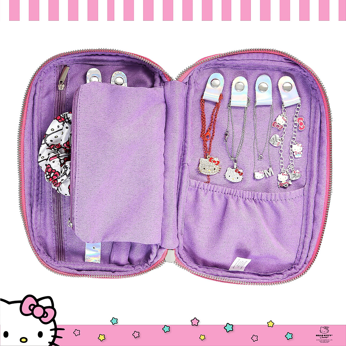 Sanrio Hello Kitty Nylon Jewelry Holder Organizer with Zip Closure - Officially Licensed Hello Kitty Jewelry Travel Organizer