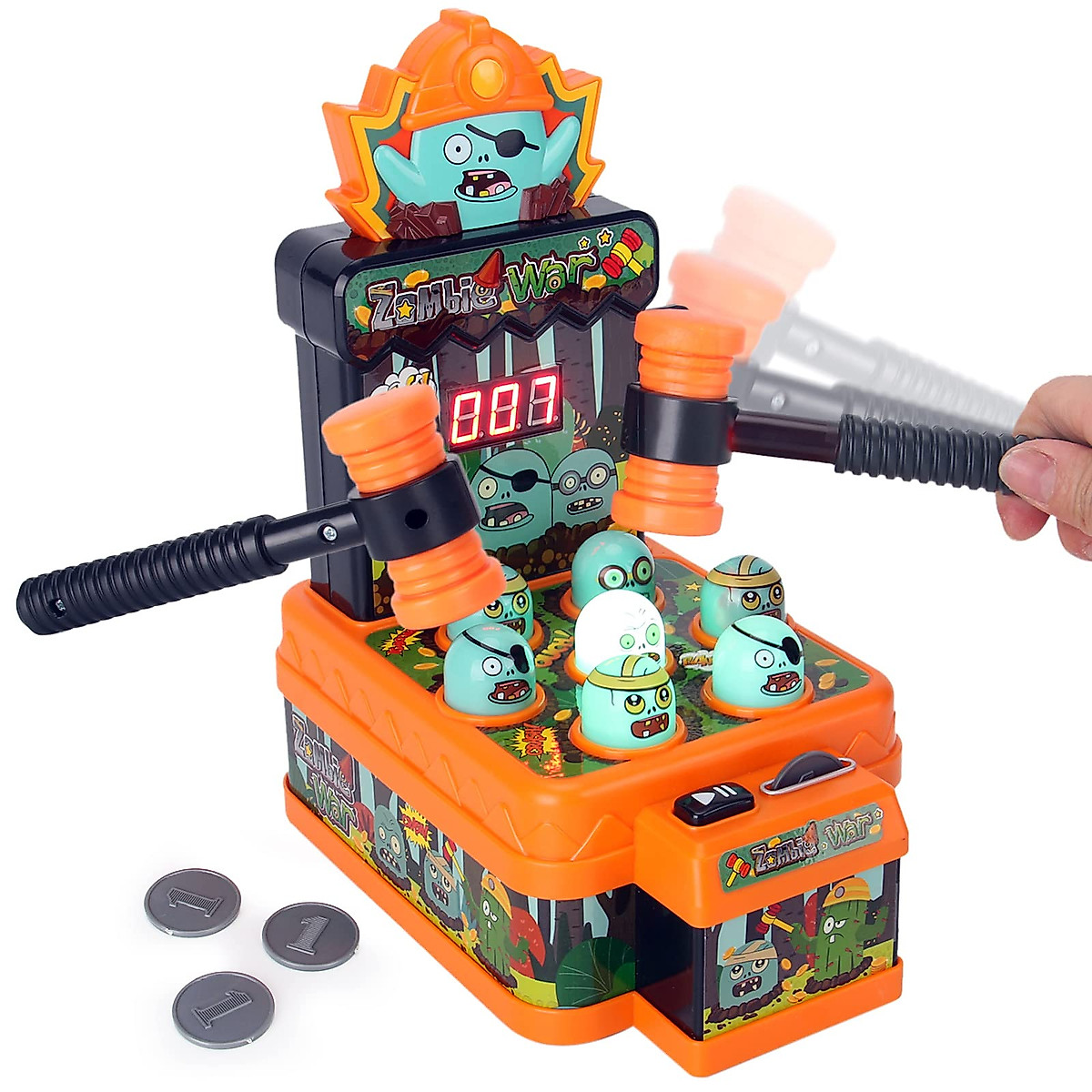 Liberty Imports Zombie Arcade Game Whack Game Mole, Mini Electronic Interactive Hammering & Pounding Toys for Toddler Kids Boys Girls
