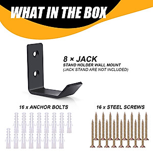 Palksky 8 Pcs Jack Stands Wall Mount Organizer, Car Jack Stands Storge Rack/Hanger/Hook Wall Mount Heavy Duty Stainless Steel Holder Fits 2 & 3 & 5 & 6 Ton Lifting Jack Stands