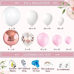 198 PC Bridal Shower Decorations Kit - Includes Balloon Arch & Boxes, A-Z Letters & More - Ideal for Rose Gold White Bachelorette Party, Engagement and Pink Wedding Shower