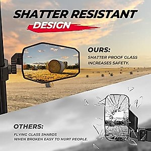 UTV Side Mirrors, KEMIMOTO UTV Rearview Mirrors Compatible with Pro-Fit Polaris Ranger General Can-Am Defender Maverick Trail,3-axis Rotation Breakaway Rear View Mirror