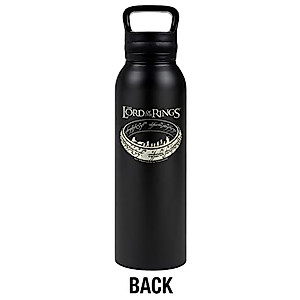 Lord of the Rings OFFICIAL the Journey 24 oz Insulated Canteen Water Bottle, Leak Resistant, Vacuum Insulated Stainless Steel with Loop Cap, Black