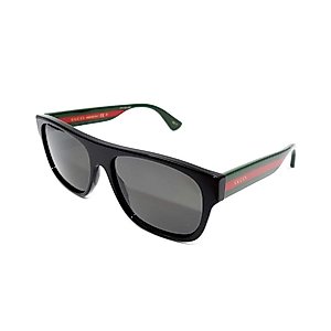 Gucci 0341 Black Web Stripe Square POLARIZED Sunglasses