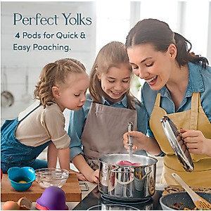 Kitzini Poached Egg Cup. Egg Coddler 4 Set. BPA Free. Microwave Egg Poacher. Nonstick Egg Pod Perfect Silicone Egg Poacher. Easy to Use & Clean. No Mess. 4 Silicone Egg Molds. Dishwasher Safe