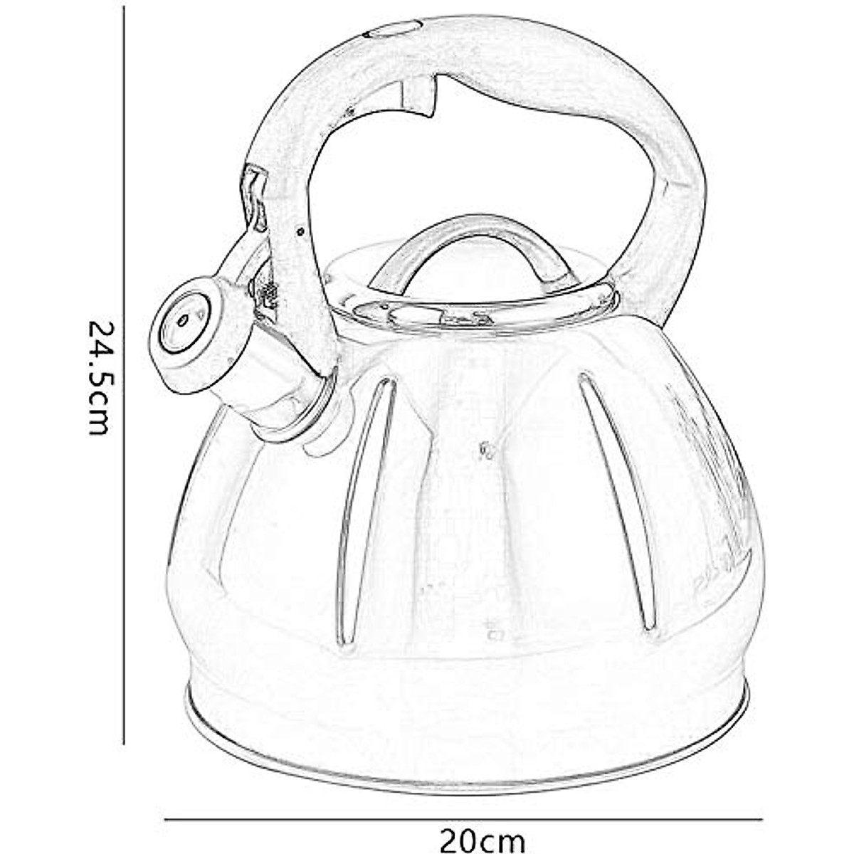 NOGRAX Tea Kettle Stovetop Whistling Heat Tea Kettle Stainless Steel Whistling Teapot Resistant Handle Suitable for Brewing Coffee and Milk 3L Large Capacity Pot (Color : Green)