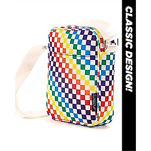 Fydelity Rainbow Checkered Small Crossbody Bag for Women, Sling Bag Festival Crossbody Bag for Men, Womens Sling Side Shoulder Bag, Crossbody Bags Festival Bag Concert Cross Body Bag Purse Gay Pride